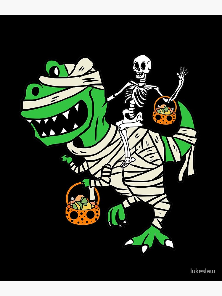 "Skeleton Riding T Rex Halloween Boys Girls Kids Dinosaur Shirt ...