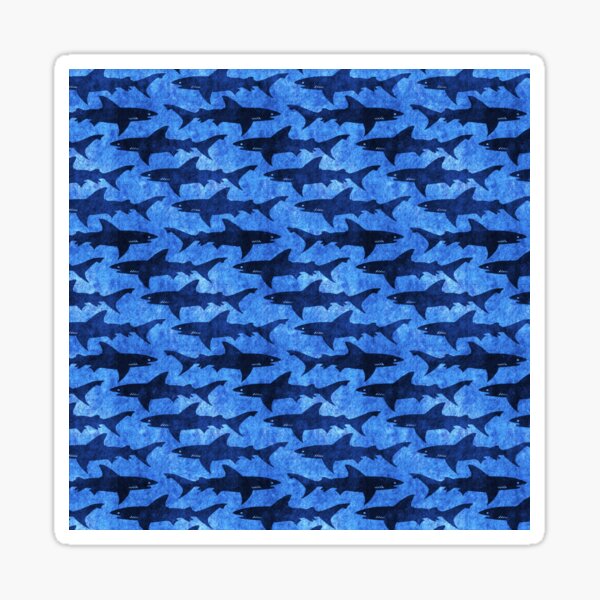 "Blue Ocean Sharks" Sticker by AntiqueImages | Redbubble