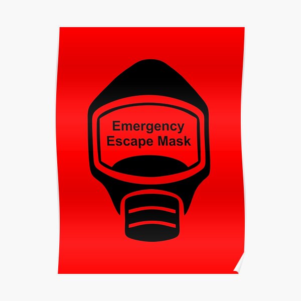 Póster «Emergency Escape Mask (or Smoke Hood, or Gas Mask) Sign» de ...