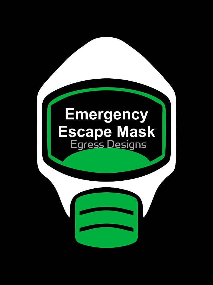 "Emergency Escape Mask (or Smoke Hood, or Gas Mask) Sign" Sticker for ...