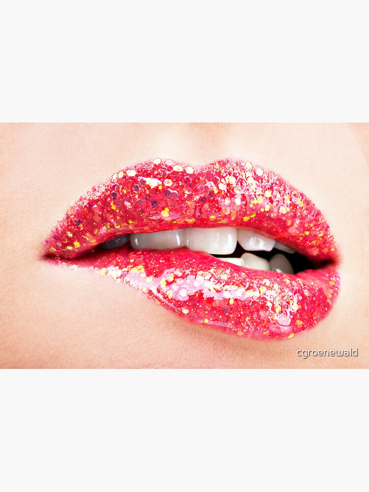"Red Glitter Lips." Sticker for Sale by cgroenewald | Redbubble