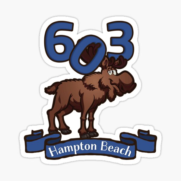 "Hampton Beach, NH 603 Moose" Sticker for Sale by designsbycollin ...