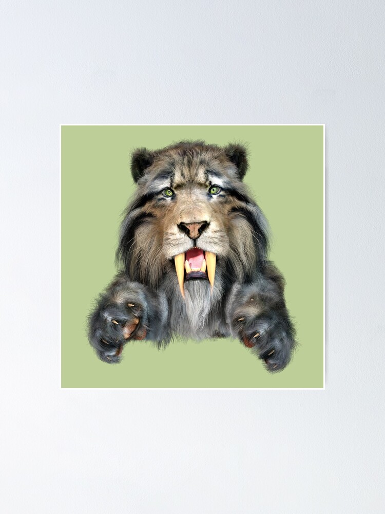 "Sabertooth Tiger Jumping" Poster by Vac1 | Redbubble