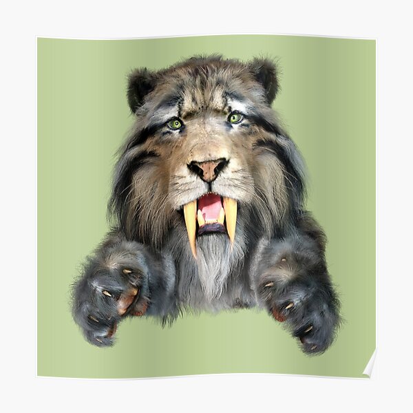 "Sabertooth Tiger Jumping" Poster by Vac1 | Redbubble