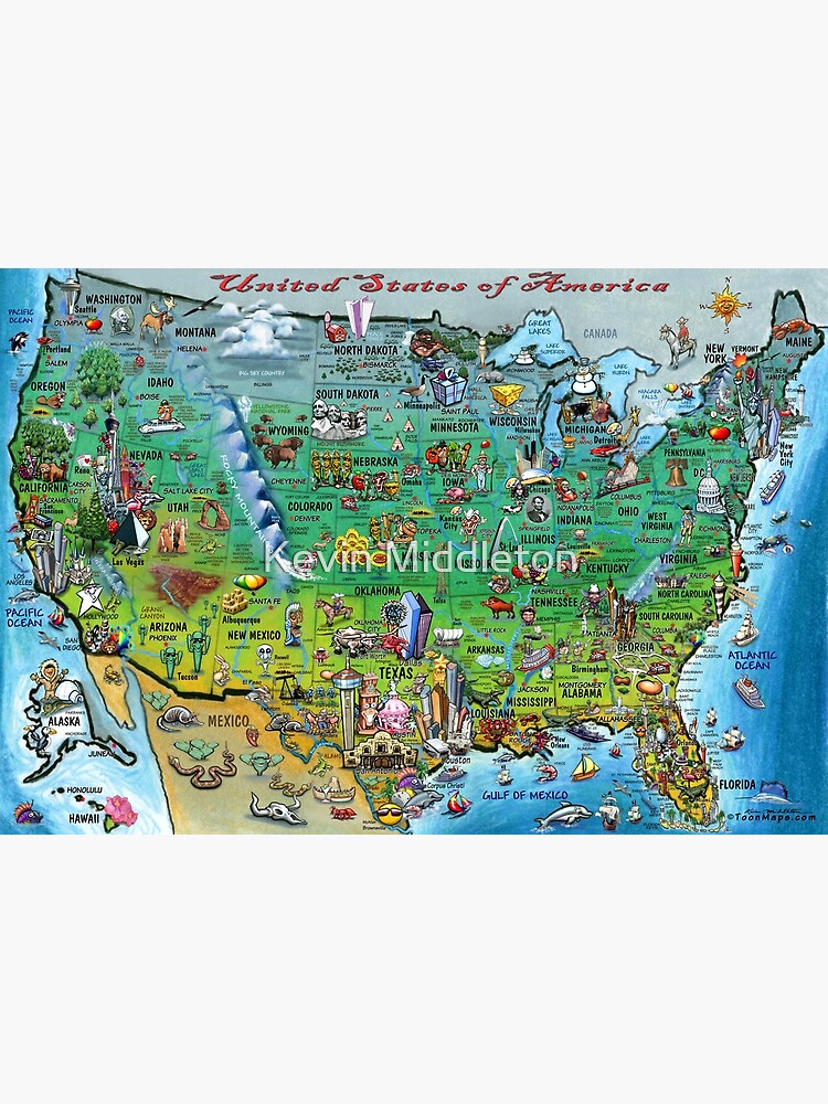 "USA Fun Map" Art Print by kevinmiddleton | Redbubble