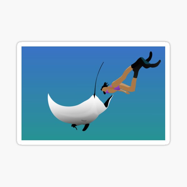 "Manta diving" Sticker for Sale by atelierwilfried | Redbubble