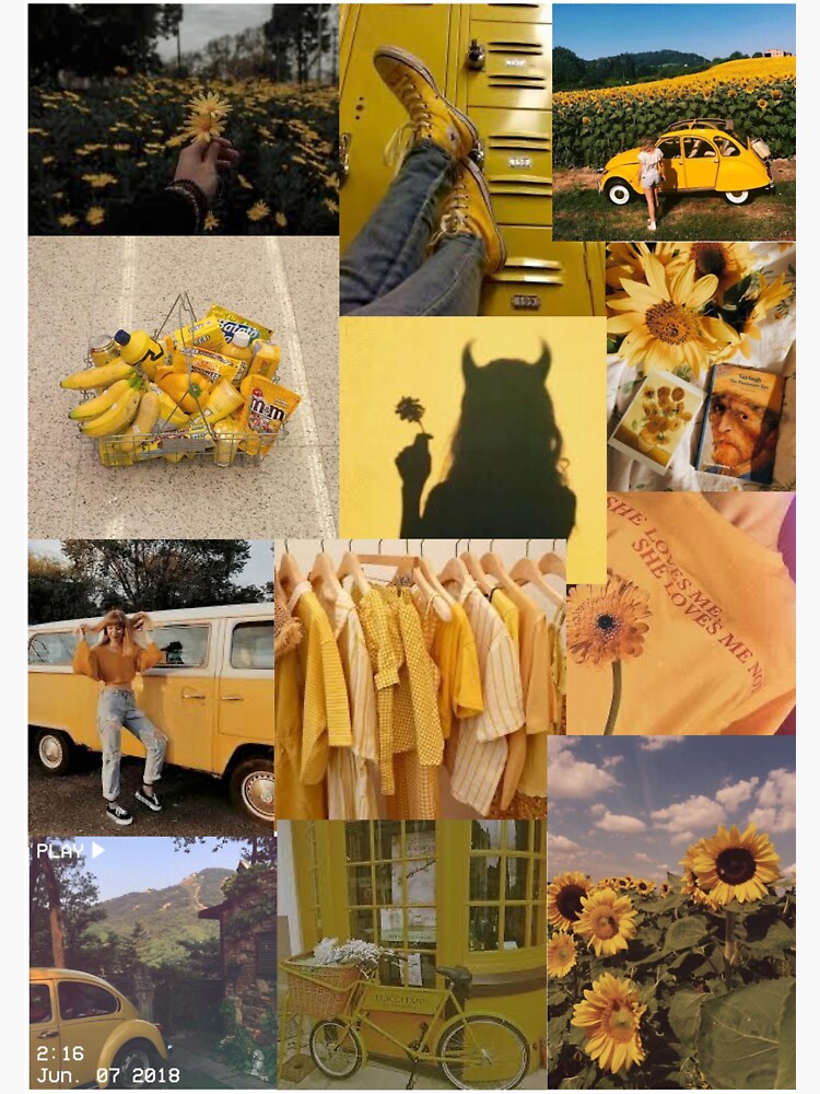 "yellow aesthetic moodboard" Sticker for Sale by Everyphase | Redbubble