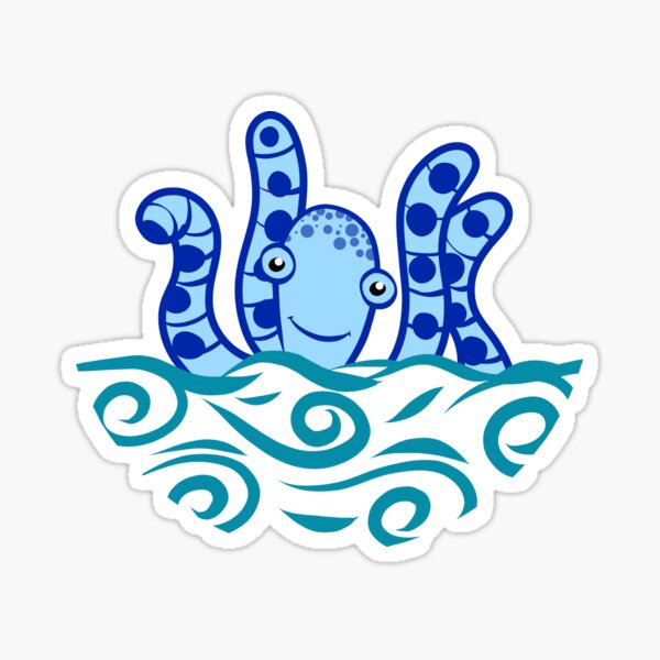 "Friendly Blue Octopus" Sticker for Sale by SubtleSplit | Redbubble