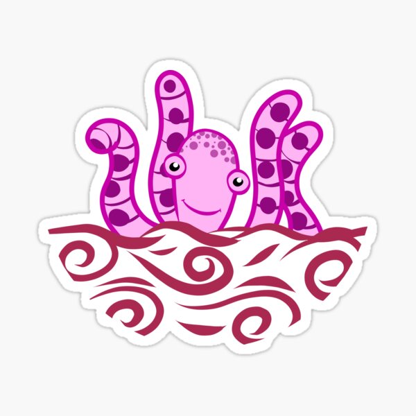 "Friendly Pink Octopus" Sticker for Sale by SubtleSplit | Redbubble