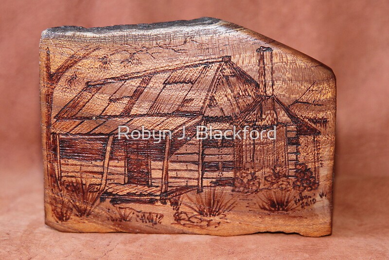 "Pyrography: Rustic Cabin" by Robyn J. Blackford | Redbubble