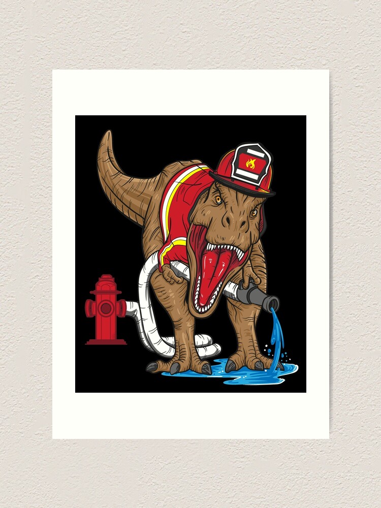"Firefighter T Rex Dinosaur Kids" Art Print for Sale by alexmichel ...