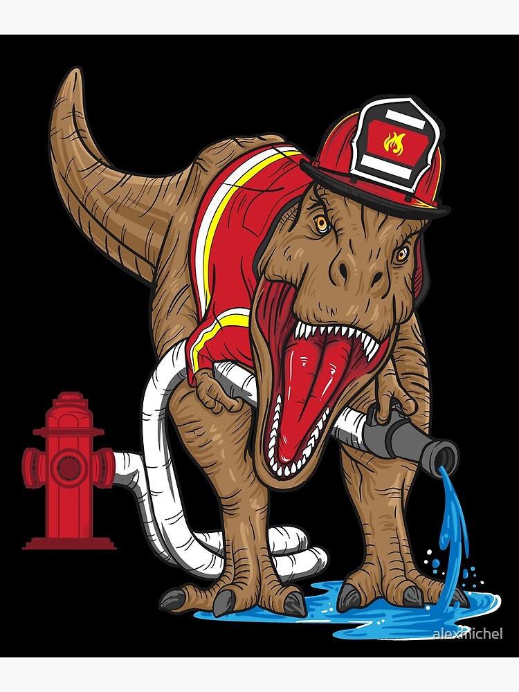"Firefighter T Rex Dinosaur Kids" Art Print for Sale by alexmichel ...
