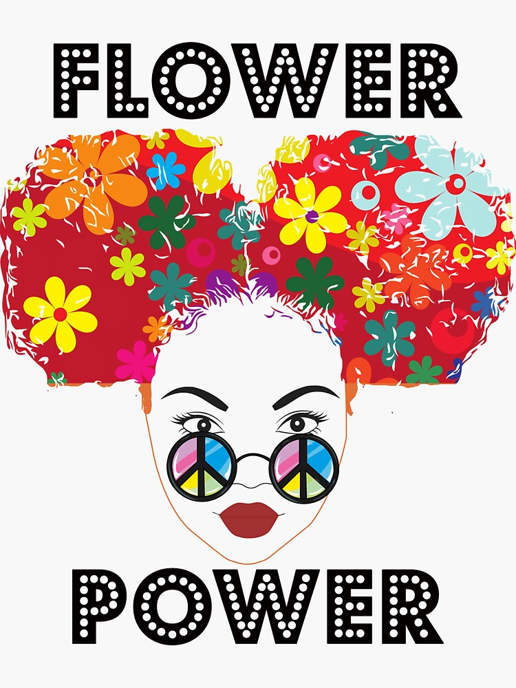 "Hippie Retro Flower Power Peace Sign Glasses 60s, 70s Groovy" Sticker ...