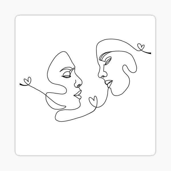 "Line drawing of 2 faces" Sticker by CloProDesigns | Redbubble