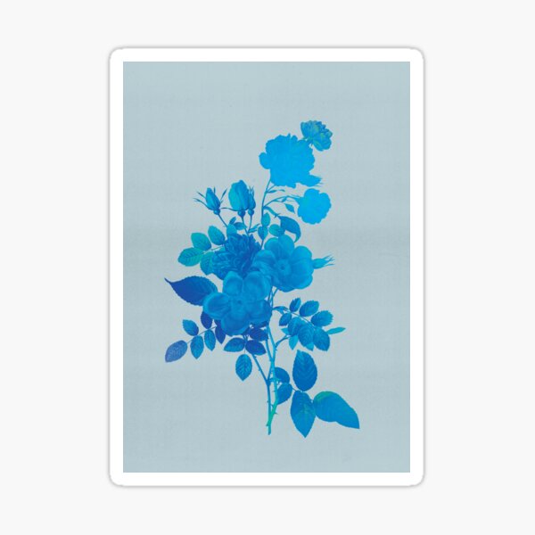 "Blue Roses Bouquet Collage, Vintage Blue Floral Hues " Sticker for ...