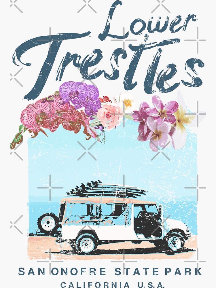 "California Lower Trestles Surf Van Vintage Surfing" Sticker by ...