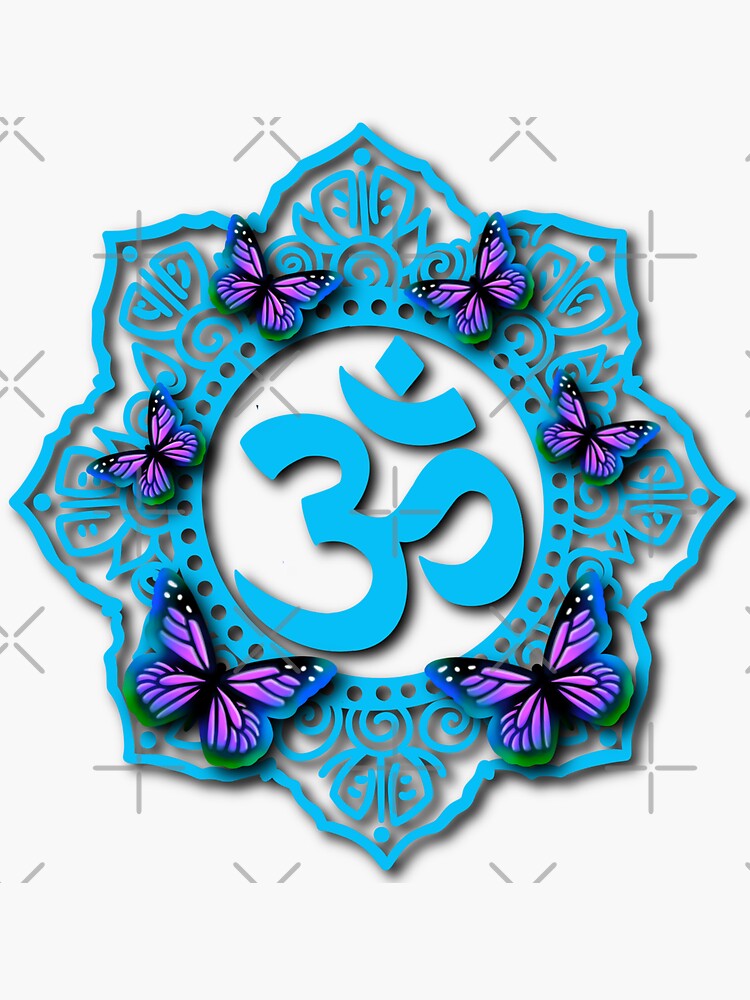 "Teal ohm symbol purple blue monarch butterflies, meditation vibes ...