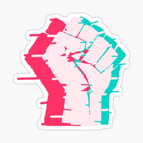"Glitch Raised Fist" Sticker by logostickers | Redbubble