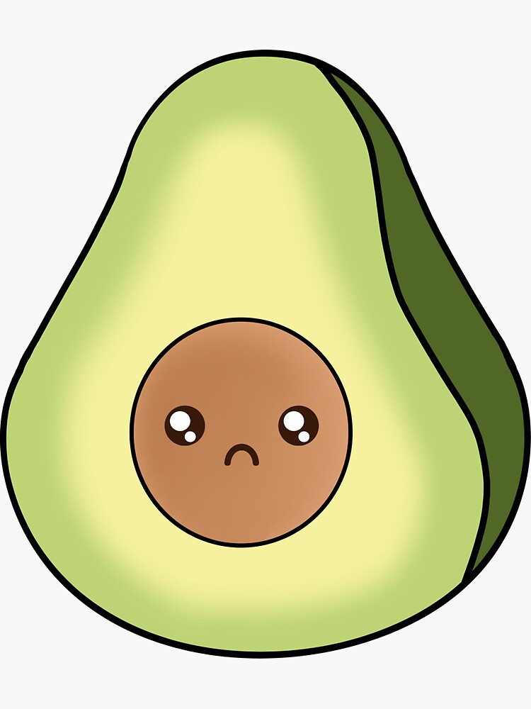 "Cute Avocado, Sad Avocado" Sticker for Sale by LycheeTees | Redbubble