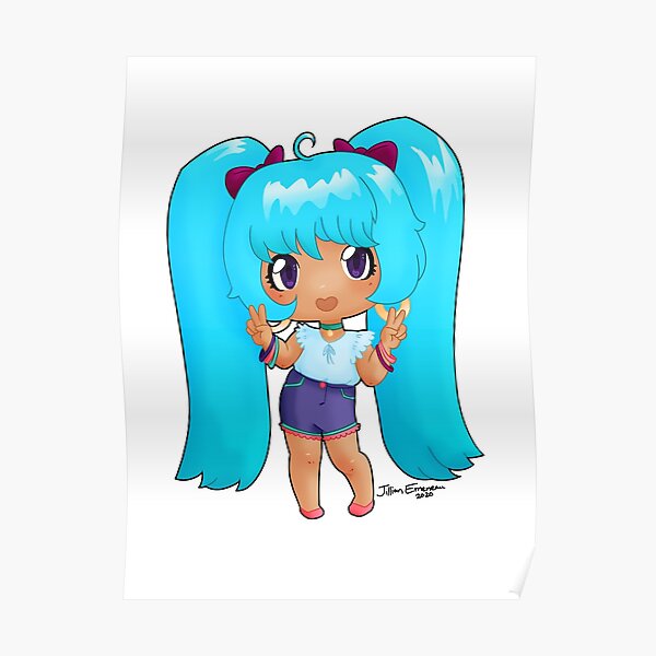 "Blue Chibi Girl" Poster by jmno | Redbubble