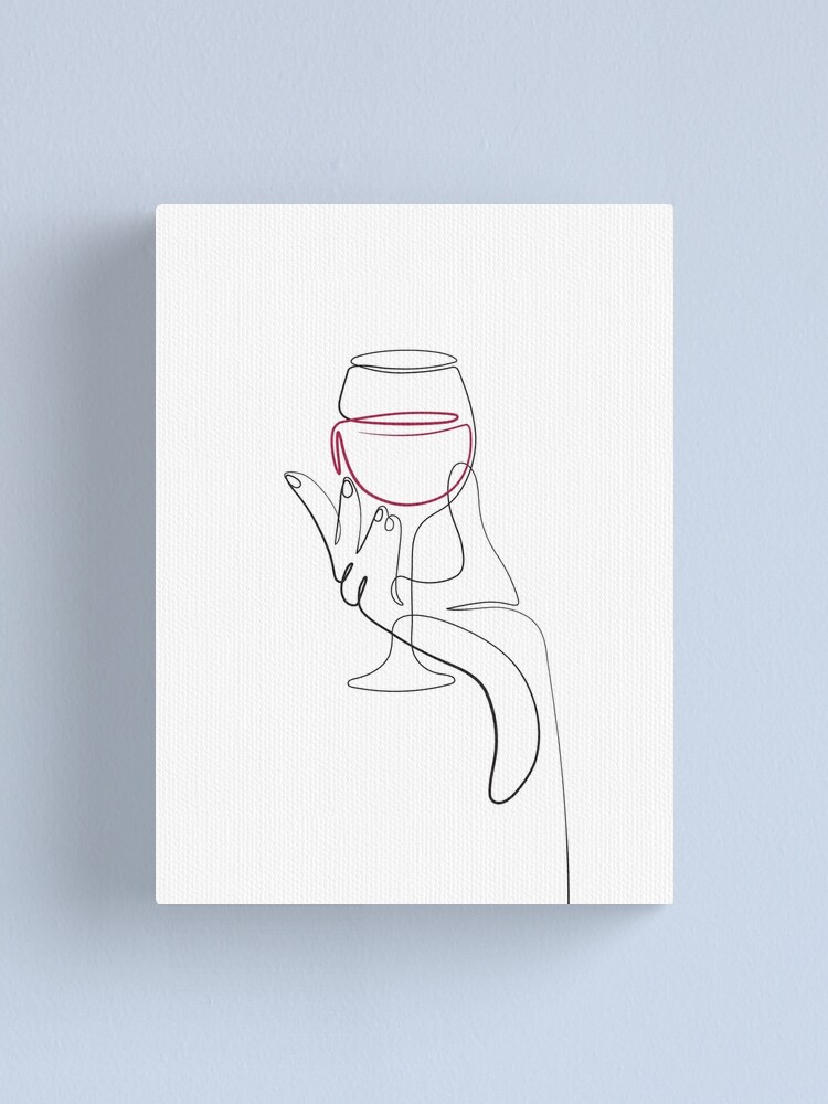 "A glass of wine - Line Art Print, Single Line Art, Wine art, Wine ...