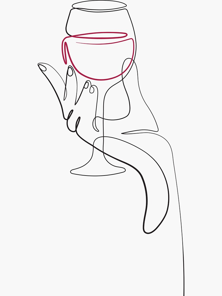 "A glass of wine - Line Art Print, Single Line Art, Wine art, Wine ...