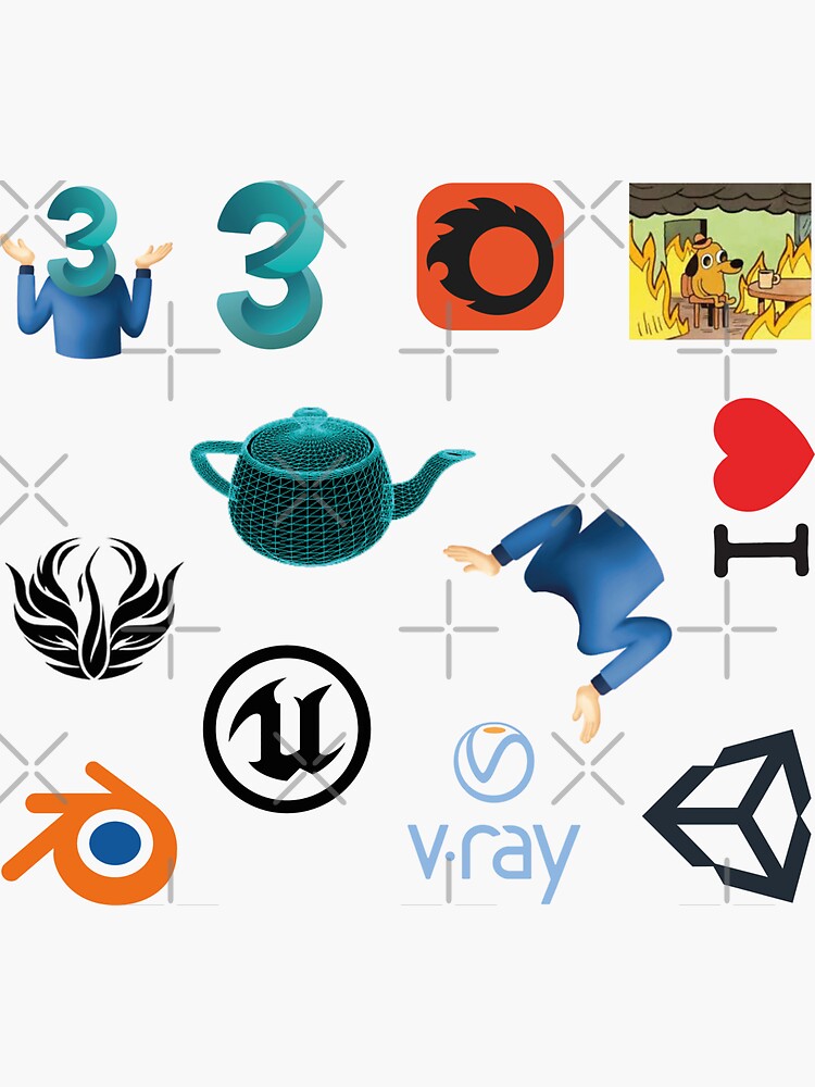 "3D artist CGI sticker pack 3dsmax plugin" Sticker for Sale by am ...