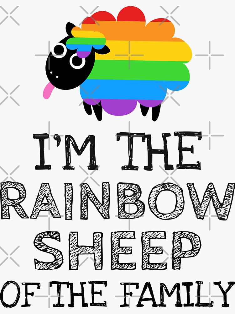 "Funny Rainbow Sheep "I am the rainbow sheep of the family"" Sticker ...