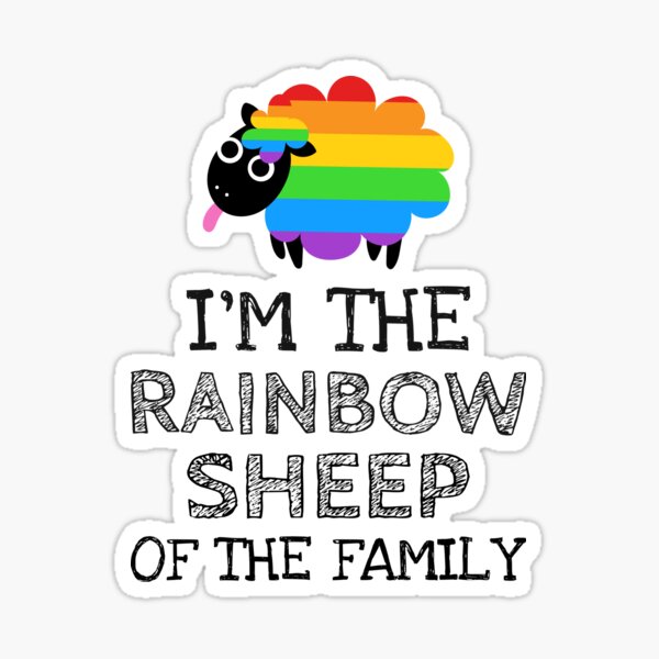"Funny Rainbow Sheep "I am the rainbow sheep of the family"" Sticker ...