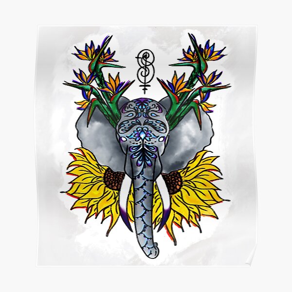 "Paradise Elephant" Poster by Skyinide | Redbubble