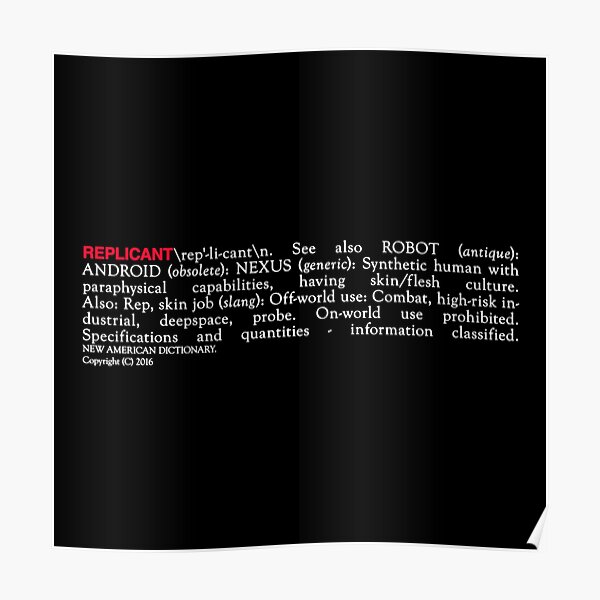 "Replicant - definition" Poster by lucwhos | Redbubble