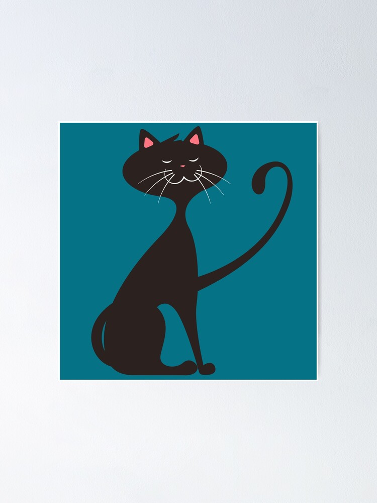 "Happy Cat (Teal)" Poster by caj-trixie | Redbubble