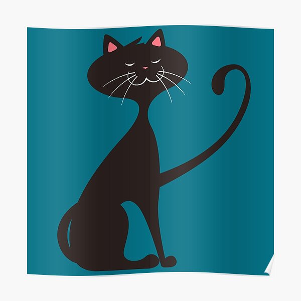 "Happy Cat (Teal)" Poster by caj-trixie | Redbubble