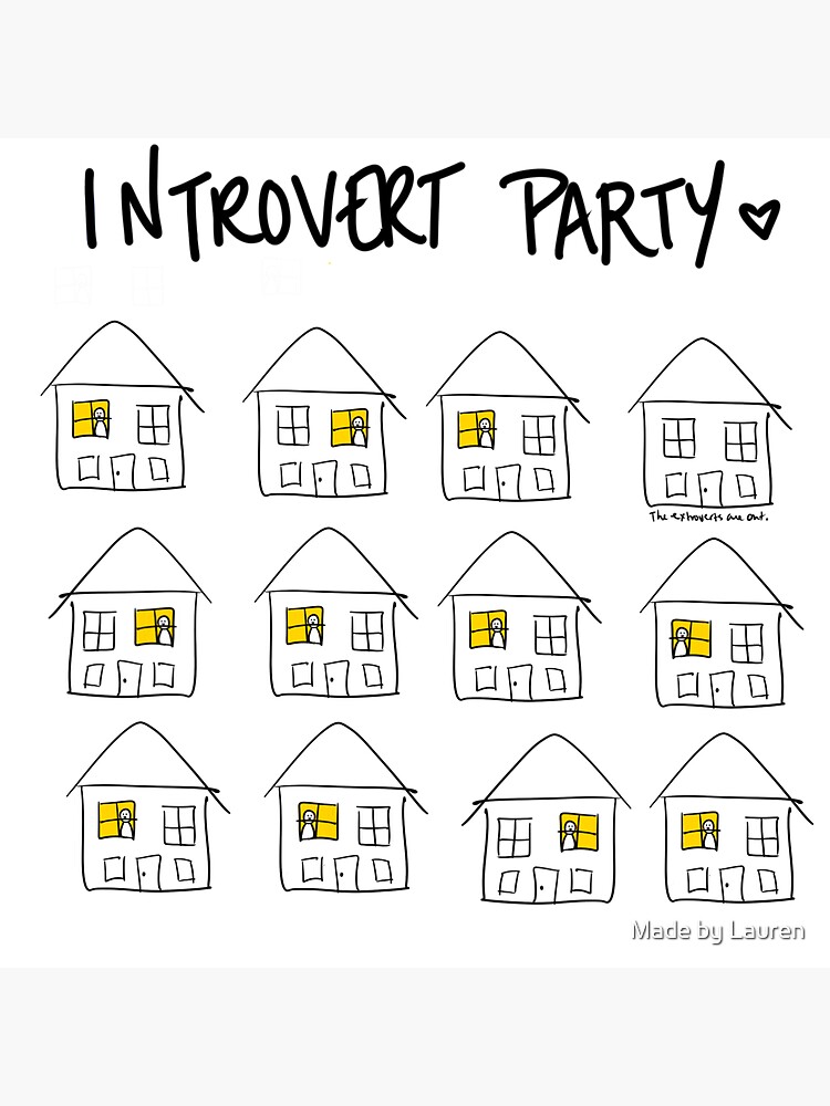 "Introvert Party Line Drawing" Sticker for Sale by lamscribbles | Redbubble