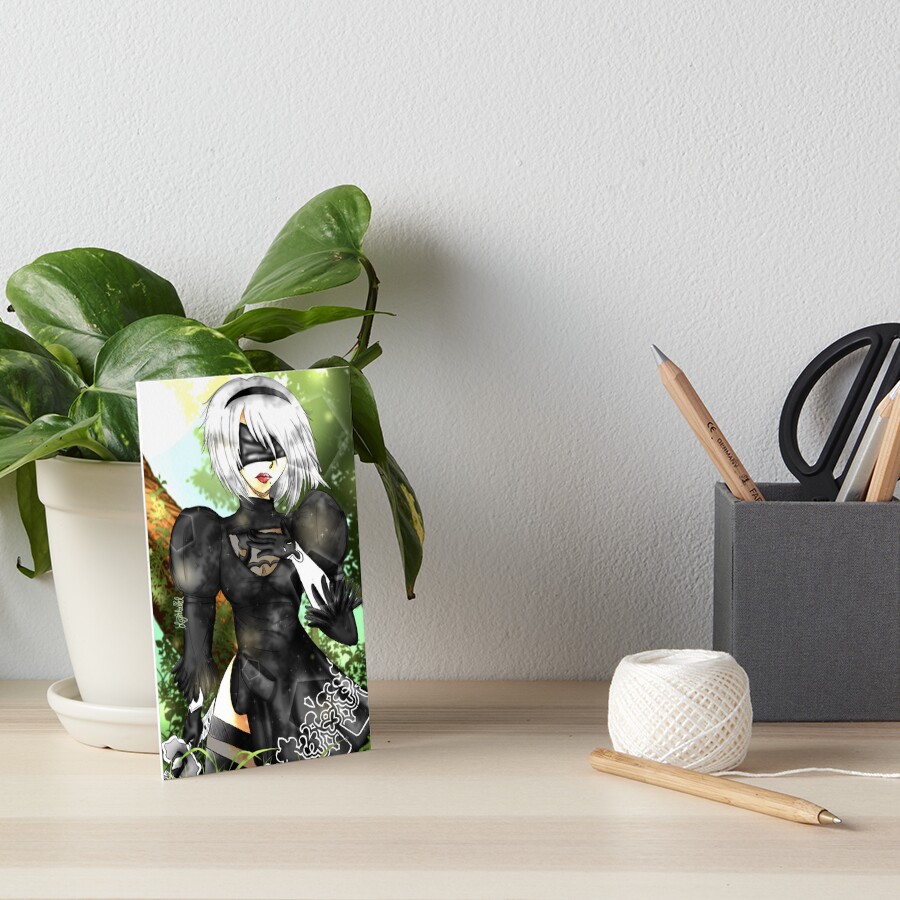 "2B Nier Automata (with mask)" Art Board Print by LightwindArt | Redbubble