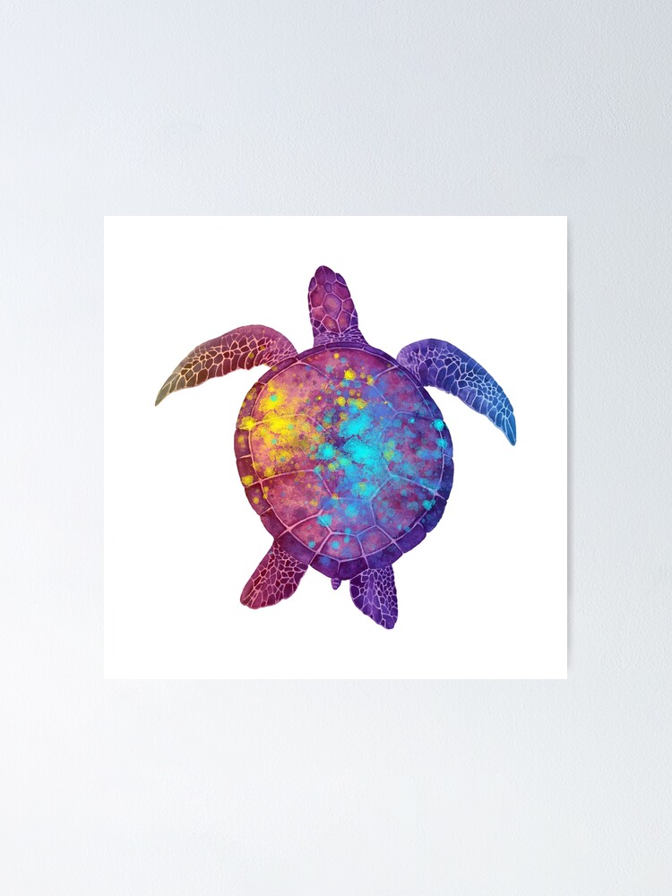 "Watercolor Sea Turtle - Colorful Rainbow" Poster by maryedenoa | Redbubble