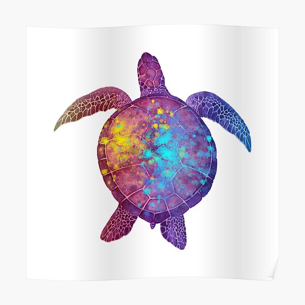 "Watercolor Sea Turtle - Colorful Rainbow" Poster by maryedenoa | Redbubble