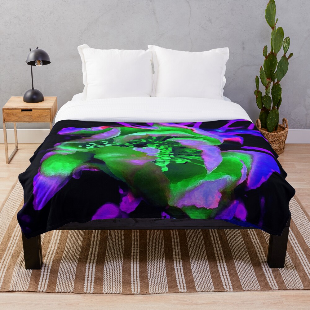 "Neon green and purple flower by Iritof" Throw Blanket by iritof ...