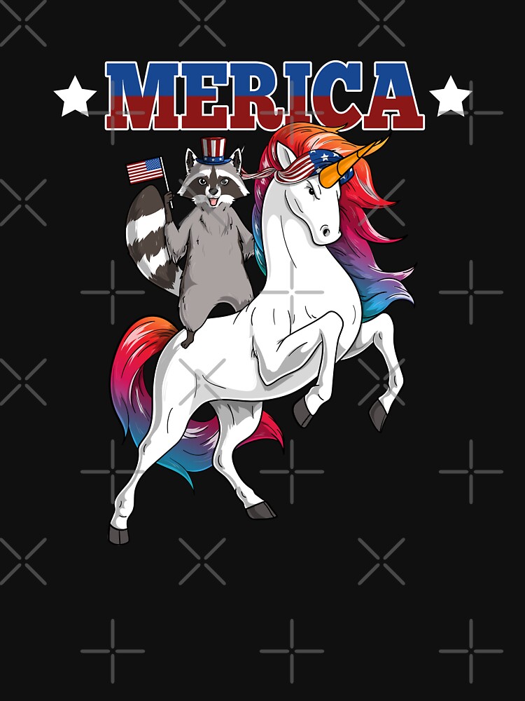 "Merica Raccoon Riding Unicorn" T-shirt by fatamyfan1 | Redbubble