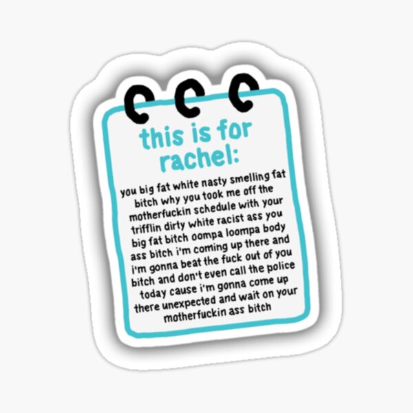 This is for Rachel’ Meme" Sticker by amelialawson | Redbubble