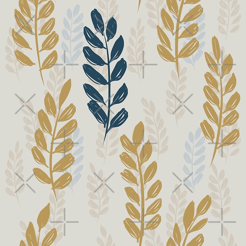 "Seamless pattern of grass and leaves on a beige background." by NLobes ...