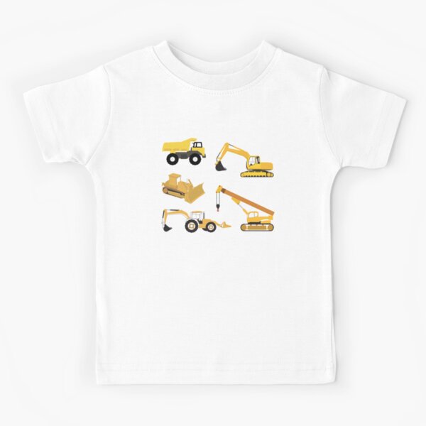 "Construction Trucks - Excavator, Crane, Bulldozer and Backhoe" Kids T ...