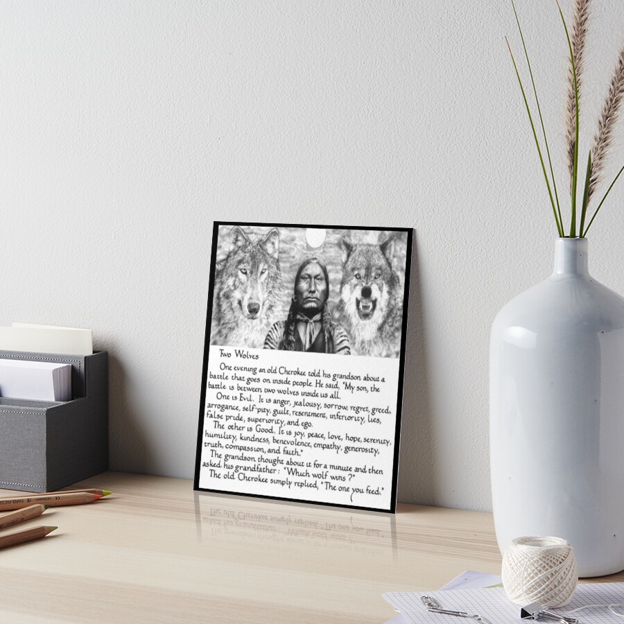 "Wise Cherokee saying/ story about 2 wolves" Art Board Print for Sale ...