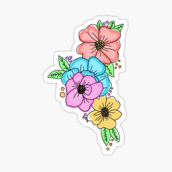 "Pastel flowers" Sticker by ssam | Redbubble