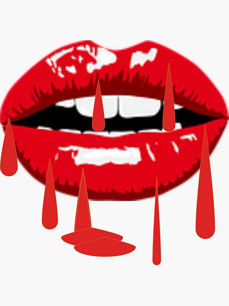 "BLEEDING LIPS STICKER" Sticker by ezpzclub | Redbubble