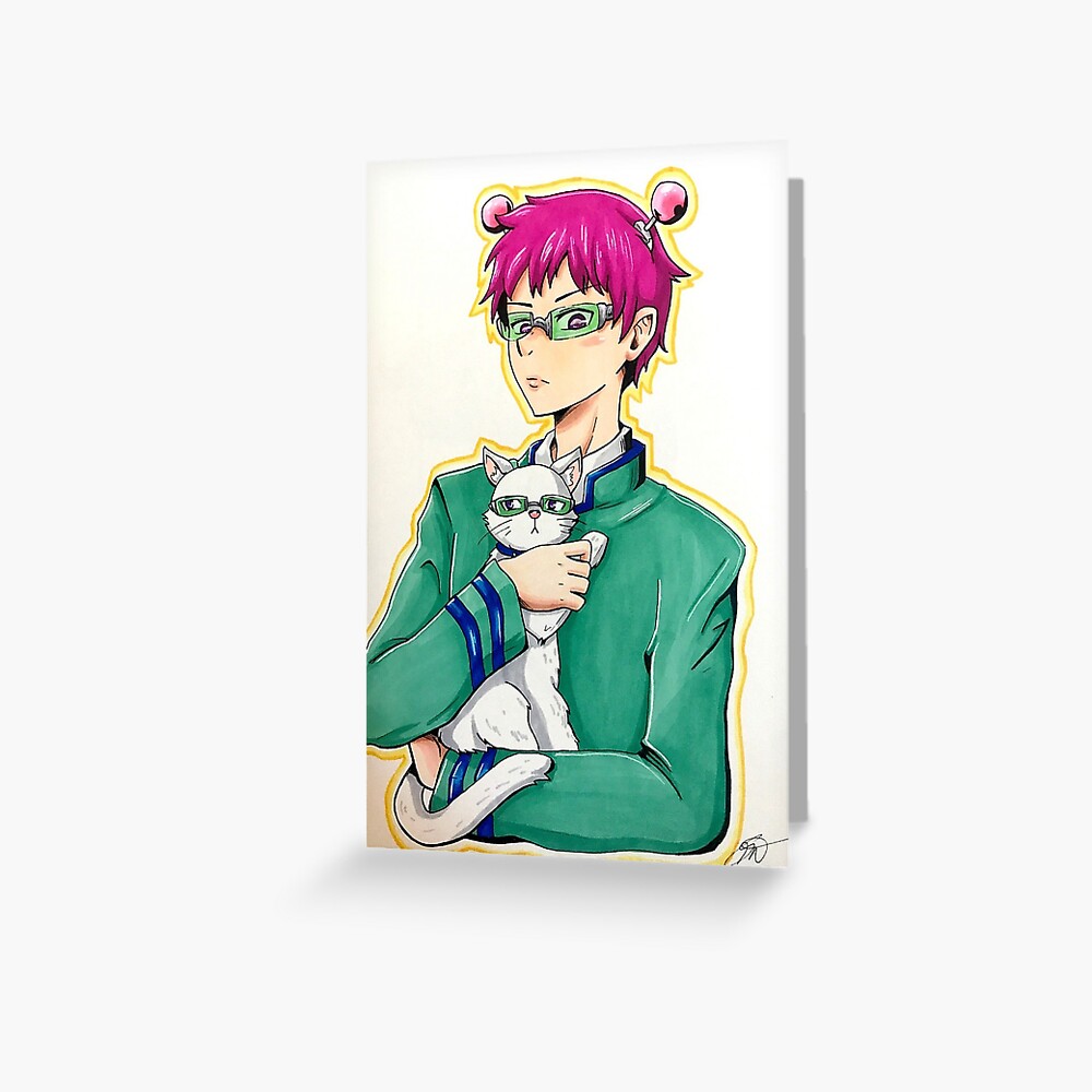 "Saiki K and Saiki Cat (The Disastrous Life of Saiki K)" Greeting Card ...