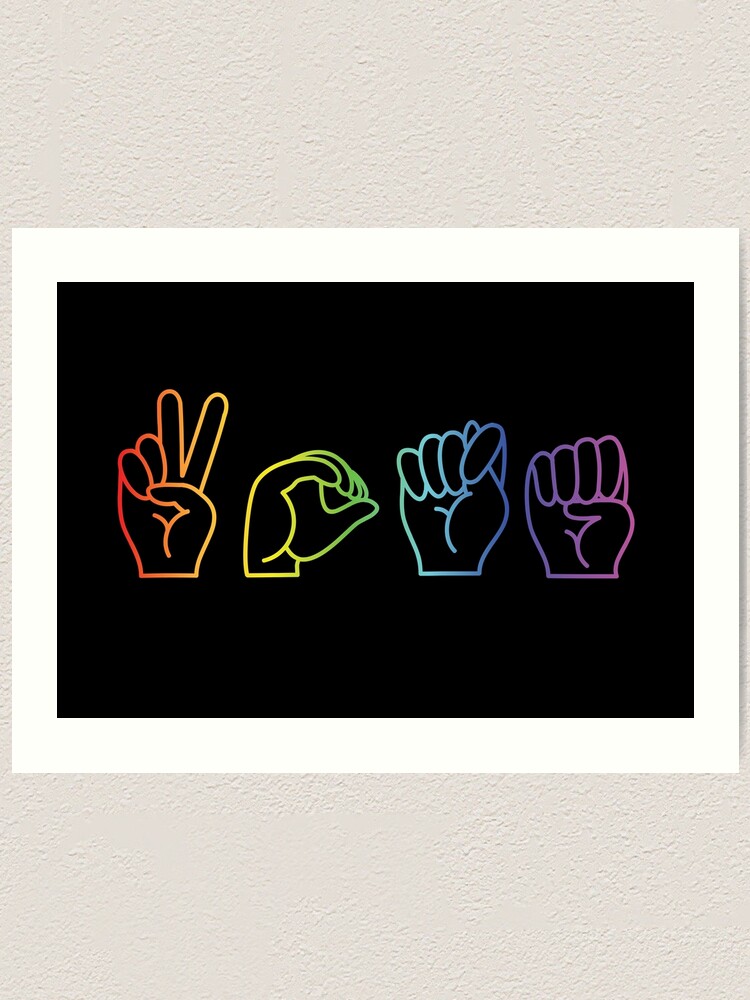 "Vote in American Sign Language (ASL) ☆ Rainbow Outline" Art Print by ...
