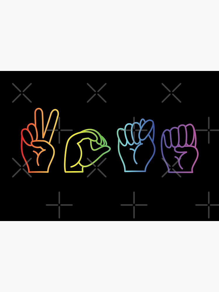 "Vote in American Sign Language (ASL) ☆ Rainbow Outline" Art Print by ...