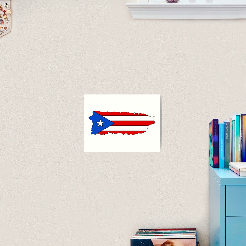 "Puerto Rico Map with Puerto Rican Flag" Art Print for Sale by ...
