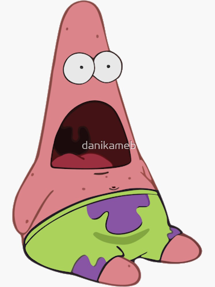 "surprised patrick star sitting with wide mouth drawing " Sticker for ...